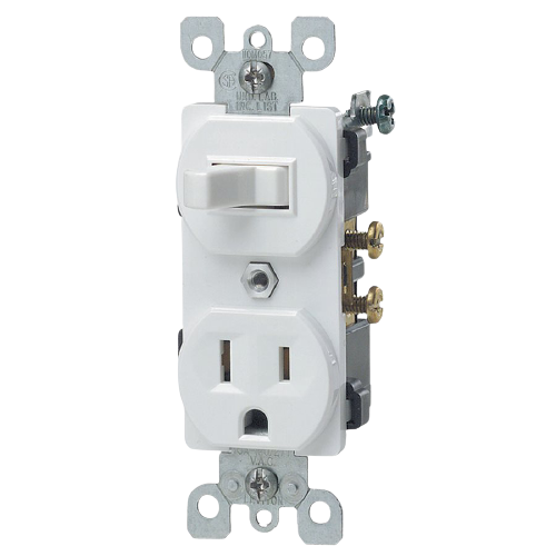 SINGLE POLE SWITCH AND RECEPT. WHITE — North Cobalt Flea Market