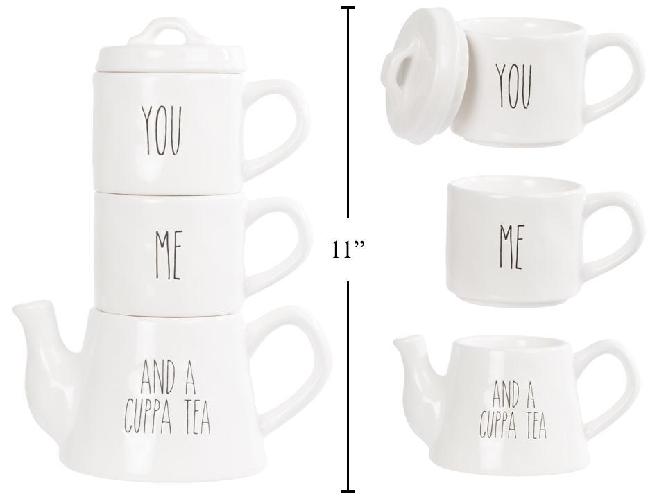 MODERN FARMHOUSE CERAMIC 3PC TEA SET — North Cobalt Flea Market
